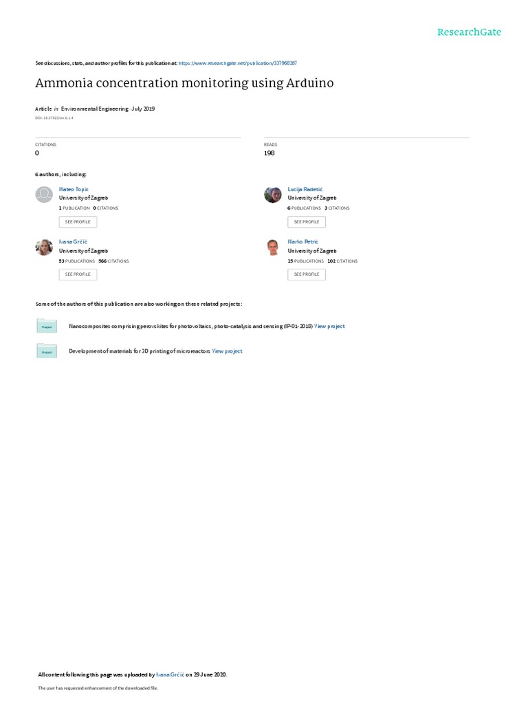 Low-Cost Ammonia Concentration Monitoring Using an Arduino Platform and ...
