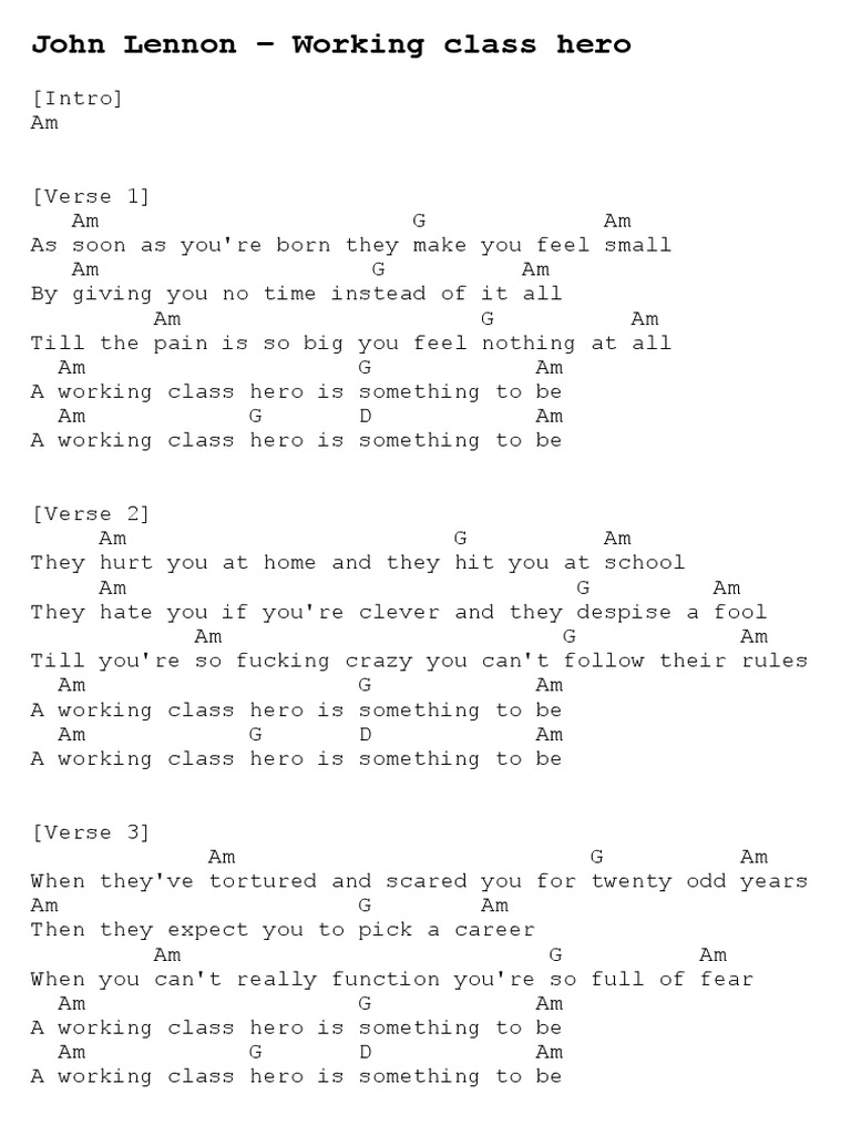 John Lennon - Working Class Hero | PDF