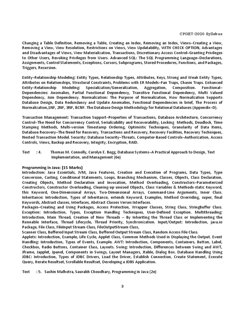 Cs Syllabus MSC 3 | PDF | Class (Computer Programming) | Database ...