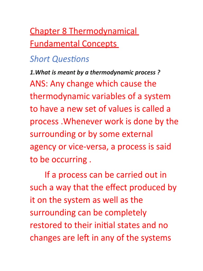 Chapter 8 Thermodynamical Fundamental Concepts | Download Free PDF ...