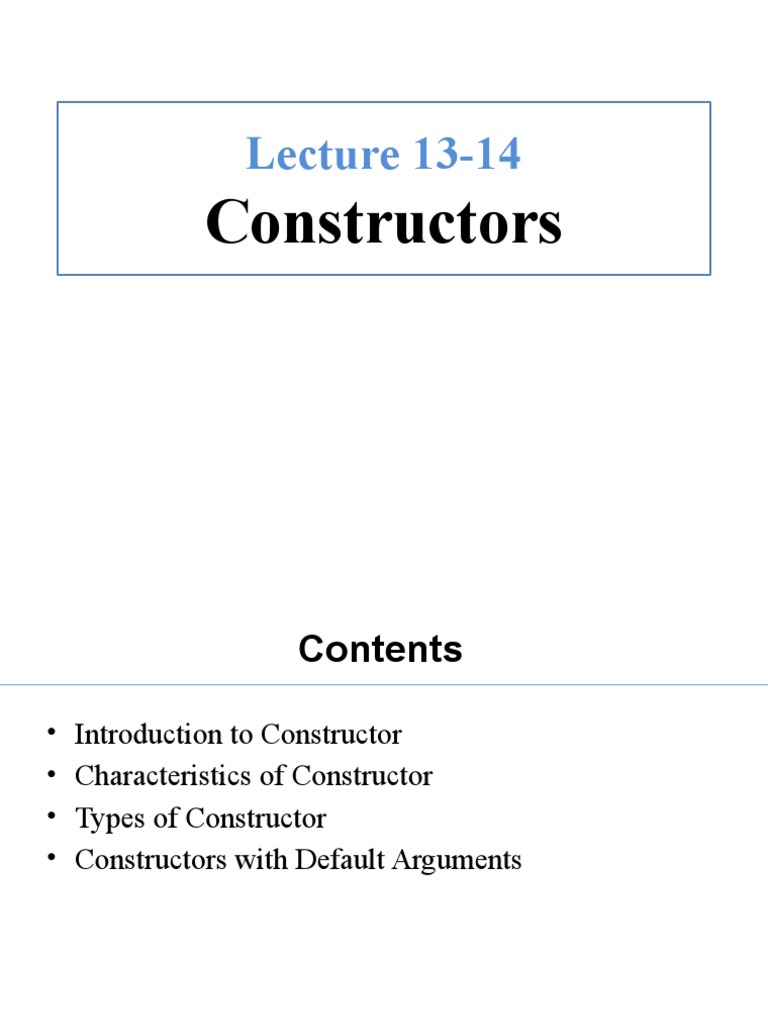 Lecture 13-14 - Updated | PDF | Constructor (Object Oriented ...