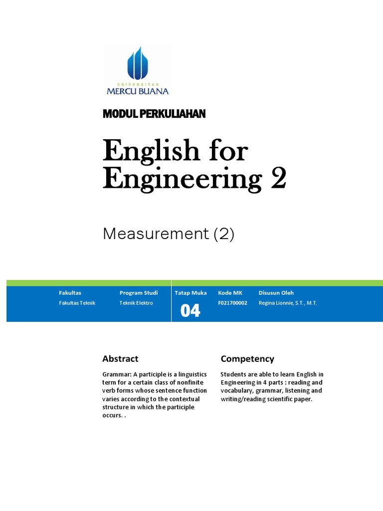English For Engineering 2: Measurement | PDF | Learning | Linguistics