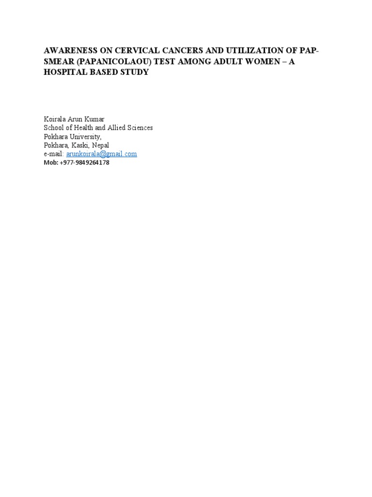 Cervical Cancer Awareness in Nepal Women | PDF | Cervical Cancer | Cancer