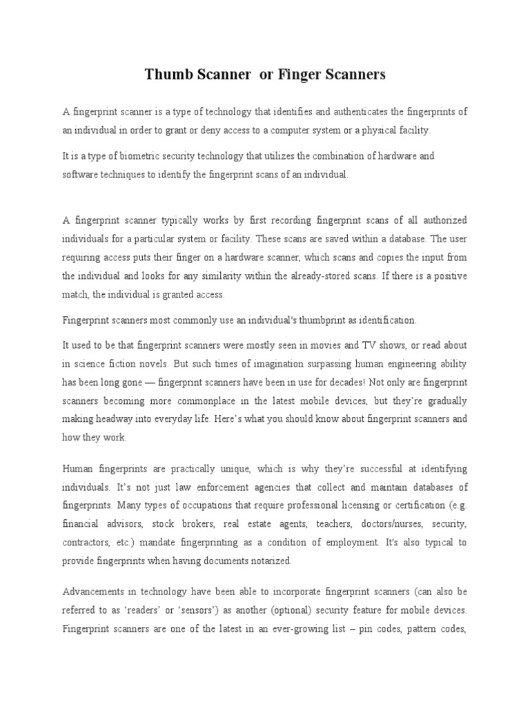 An In-Depth Look at Fingerprint Scanners: How They Work and Their ...