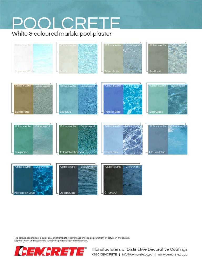 Poolcrete: White & Coloured Marble Pool Plaster | PDF