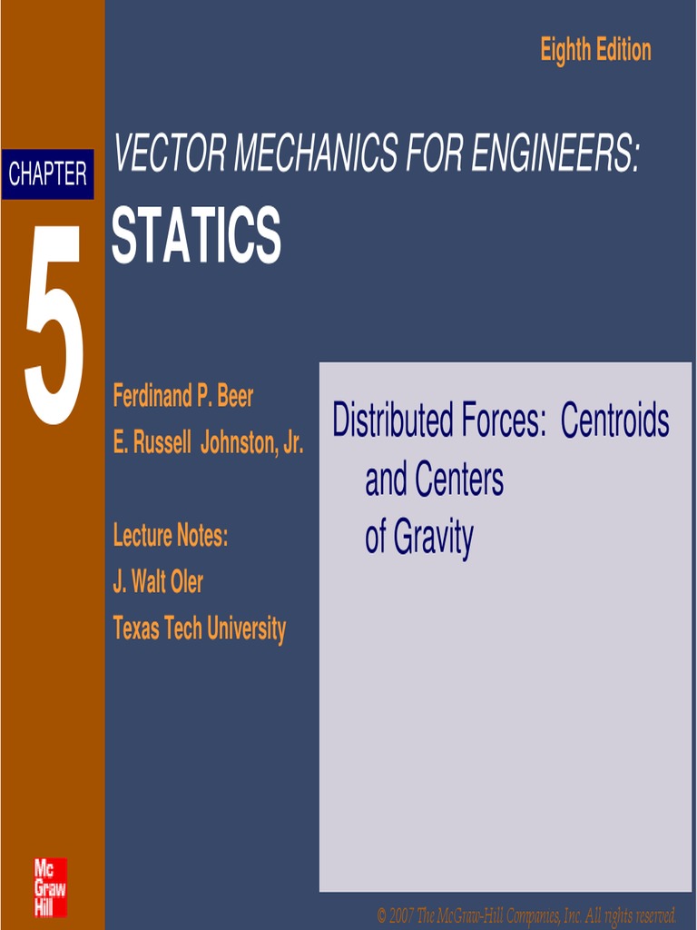 Statics: Vector Mechanics For Engineers | PDF | Center Of Mass | Area