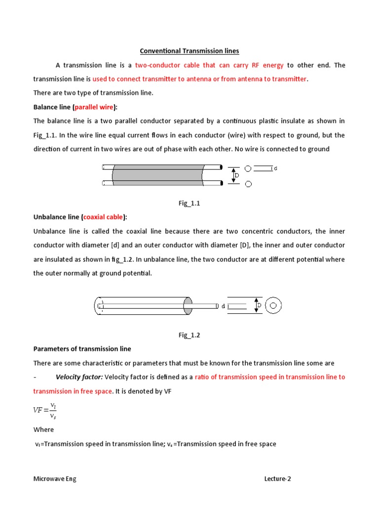 Lecture 2 | PDF | Transmission Line | Coaxial Cable