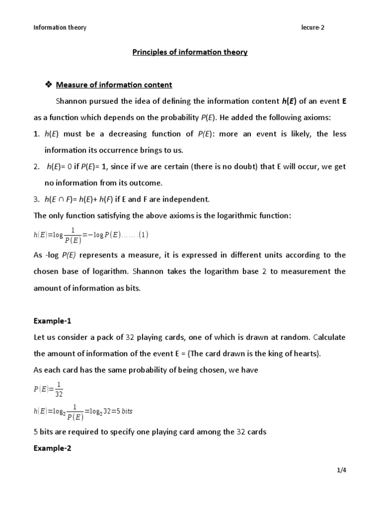 Principles of Information Theory | PDF | Probability Distribution | Bit