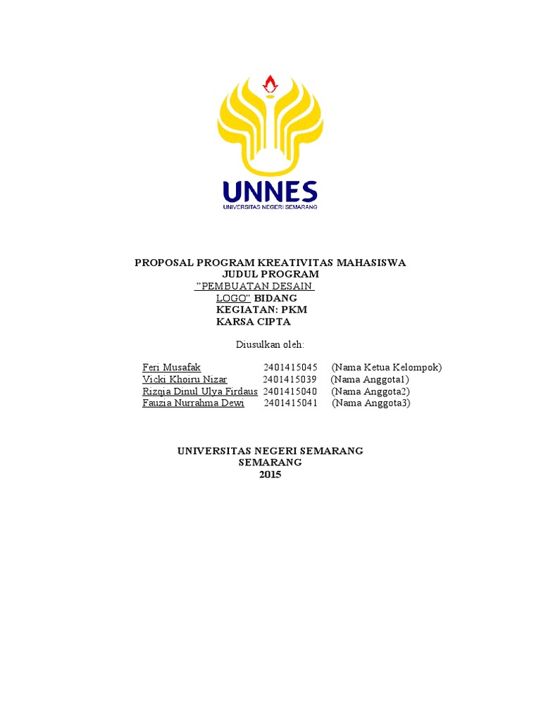 Proposal Program Kreativitas Mahasiswa Judul Program Pembuatan Desain ...