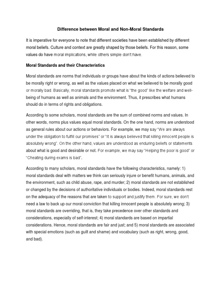 Moral Vs Nonmoral | PDF | Value (Ethics) | Morality