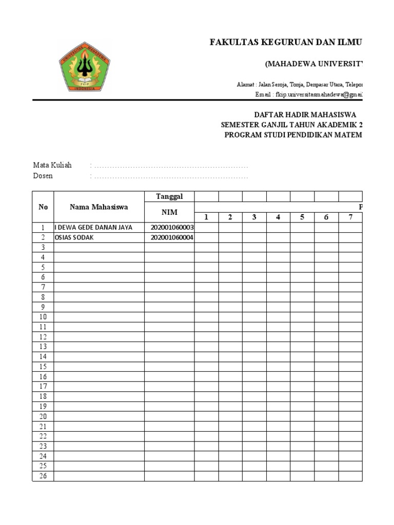 Absen Mengajar | PDF