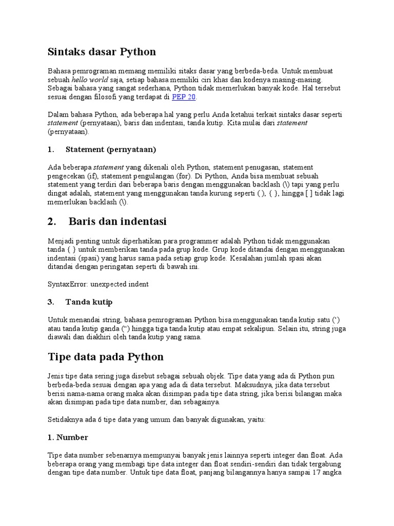 Sintaks Dasar Python | PDF
