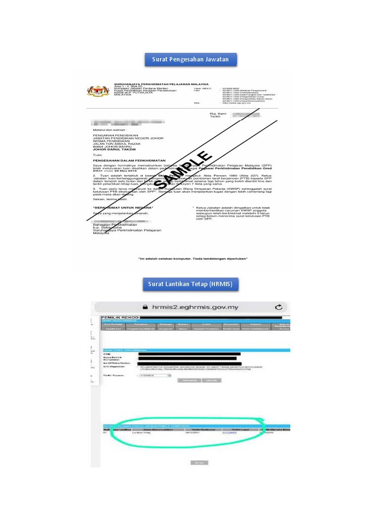 Contoh Dokumen Surat HRMIS PDF | PDF