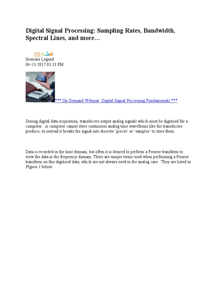 Digital Signal Processing | PDF | Sampling (Signal Processing) | Bandwidth (Signal Processing)