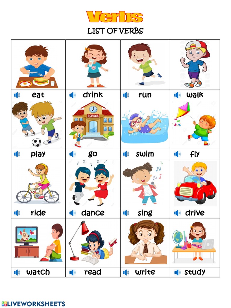 Eat Drink Run Walk: List of Verbs | PDF