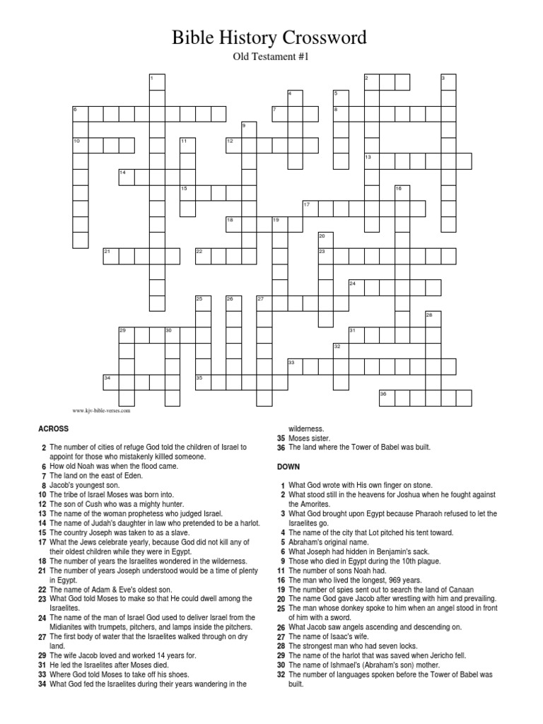 Bible History Crossword: Old Testament #1 | PDF | Israelites | Moses