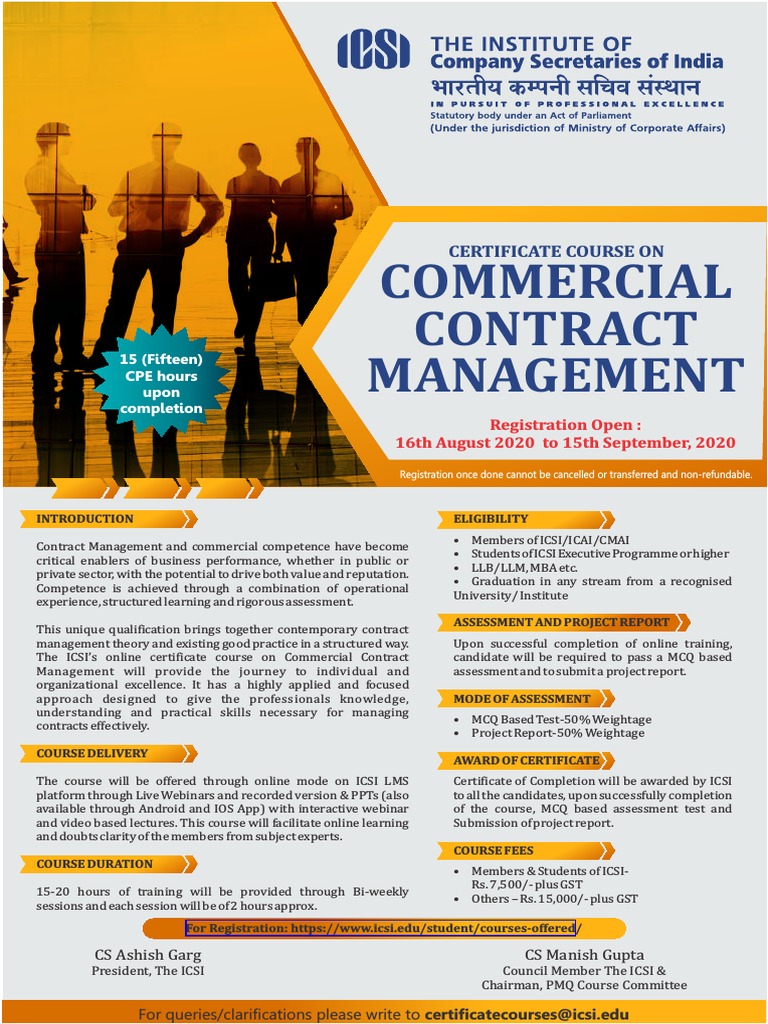Commercial Contract Management: Certificate Course On | PDF ...
