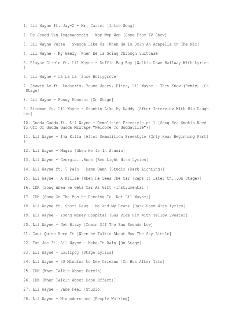Lil Wayne The Carter Documentary Songs | PDF | American Musicians ...