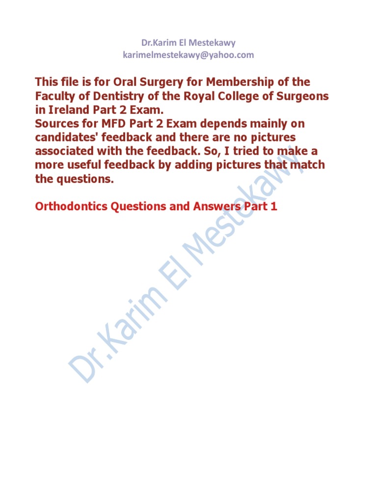 Orthodontics Exam Questions and Answers | PDF | Mouth | Health Sciences