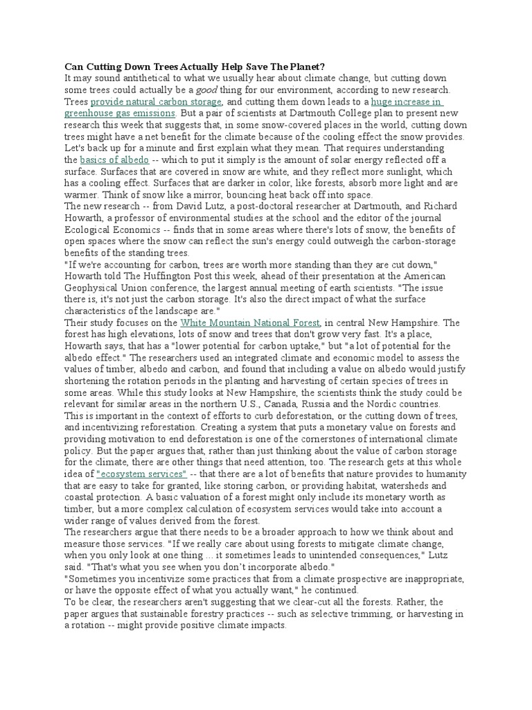Can Cutting Down Trees Actually Help Save The Planet Pdf Trees
