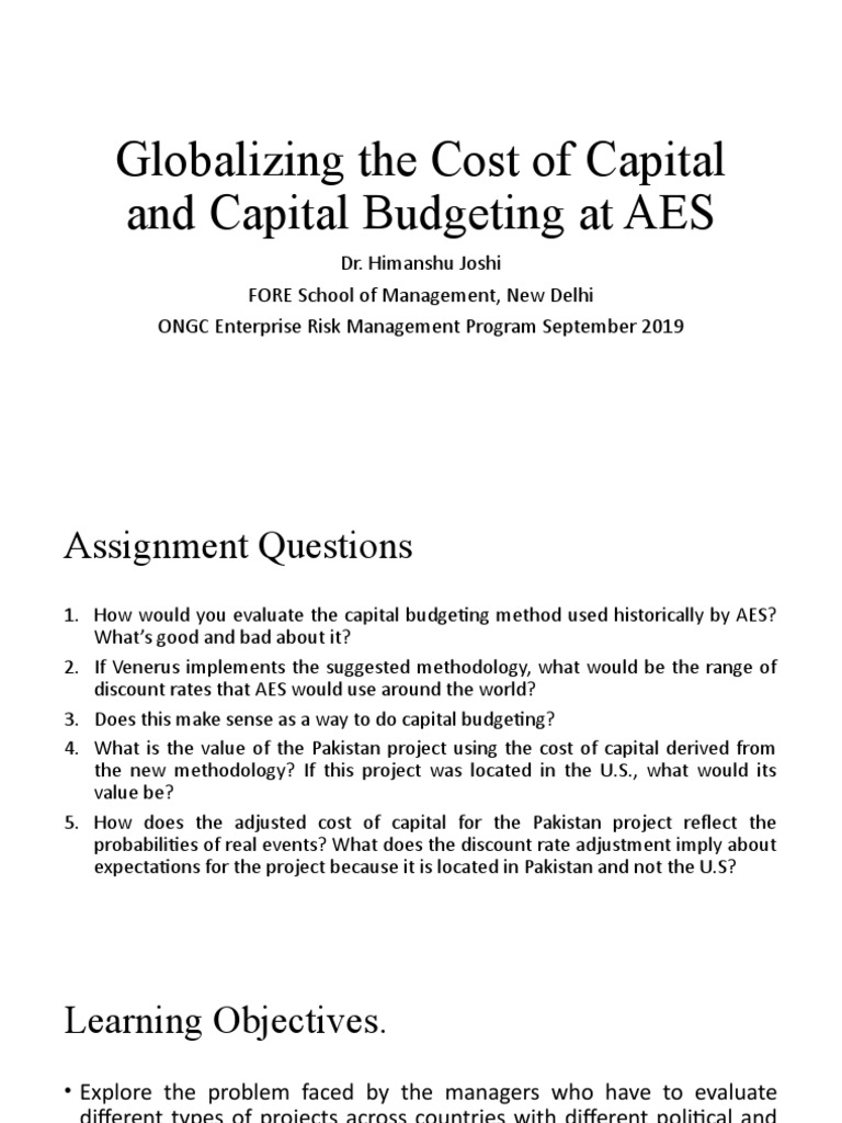 Globalizing The Cost of Capital and Capital Budgeting at AES | PDF ...