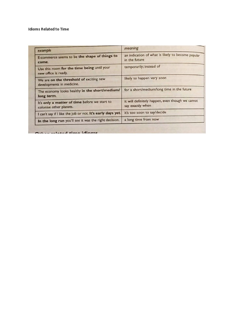 Time Idioms | PDF