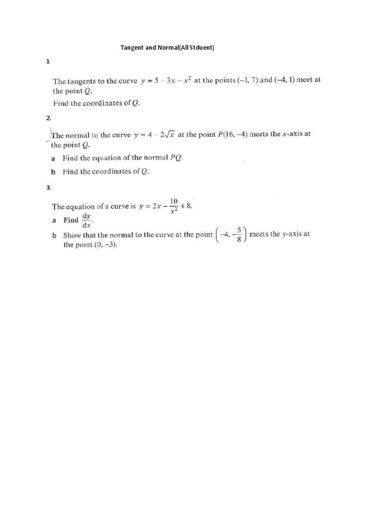 Tangent and Normal Lines Explained | PDF