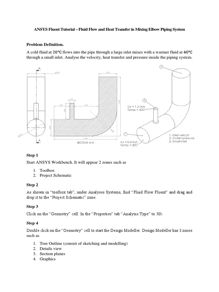 ANSYS Fluent Tutorial Mix Flow Elbow | PDF | Contour Line | Plane ...