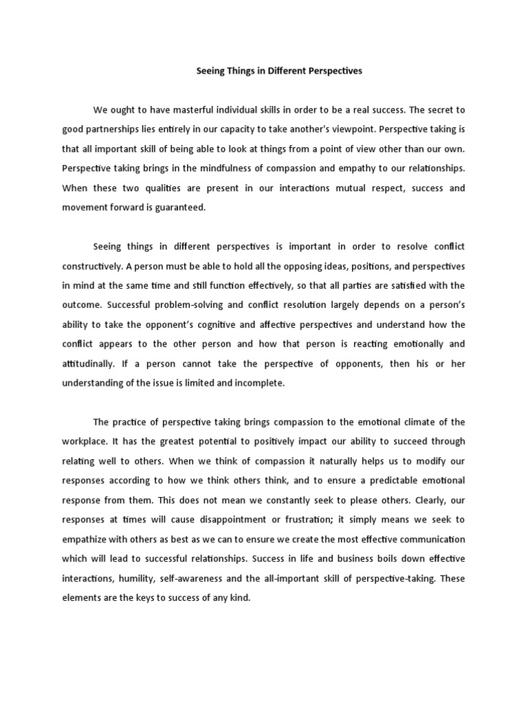 Seeing Things in Different Perspectives | PDF | Career & Growth | Self ...