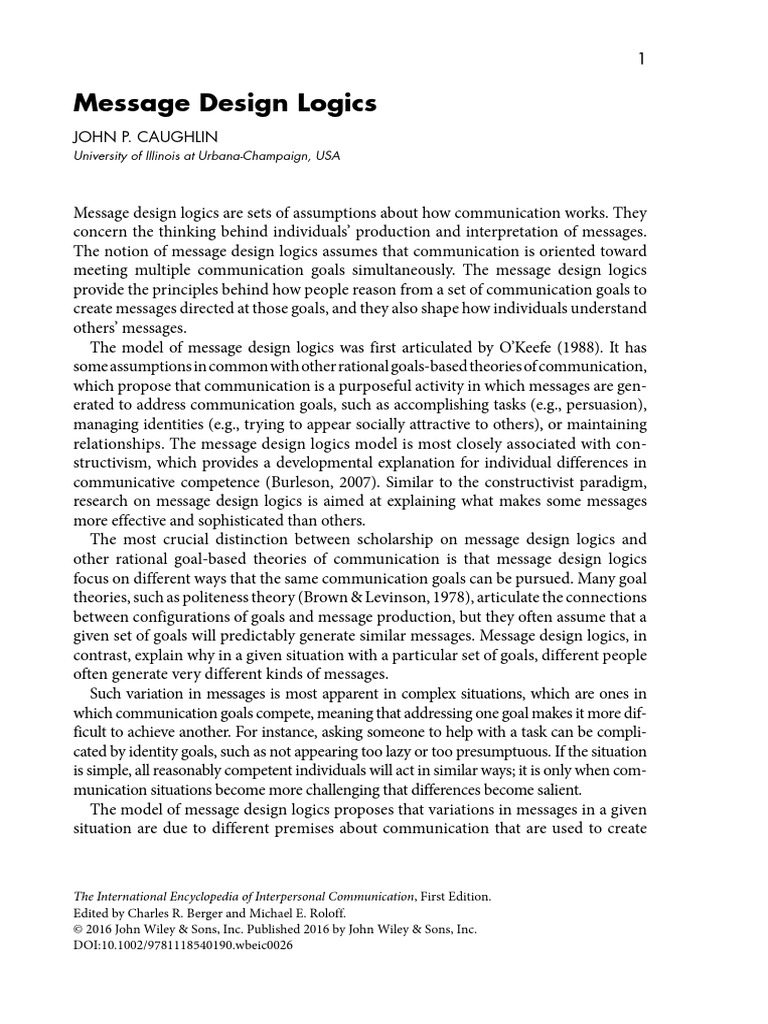 Message Design Logics: University of Illinois at Urbana Champaign, USA ...