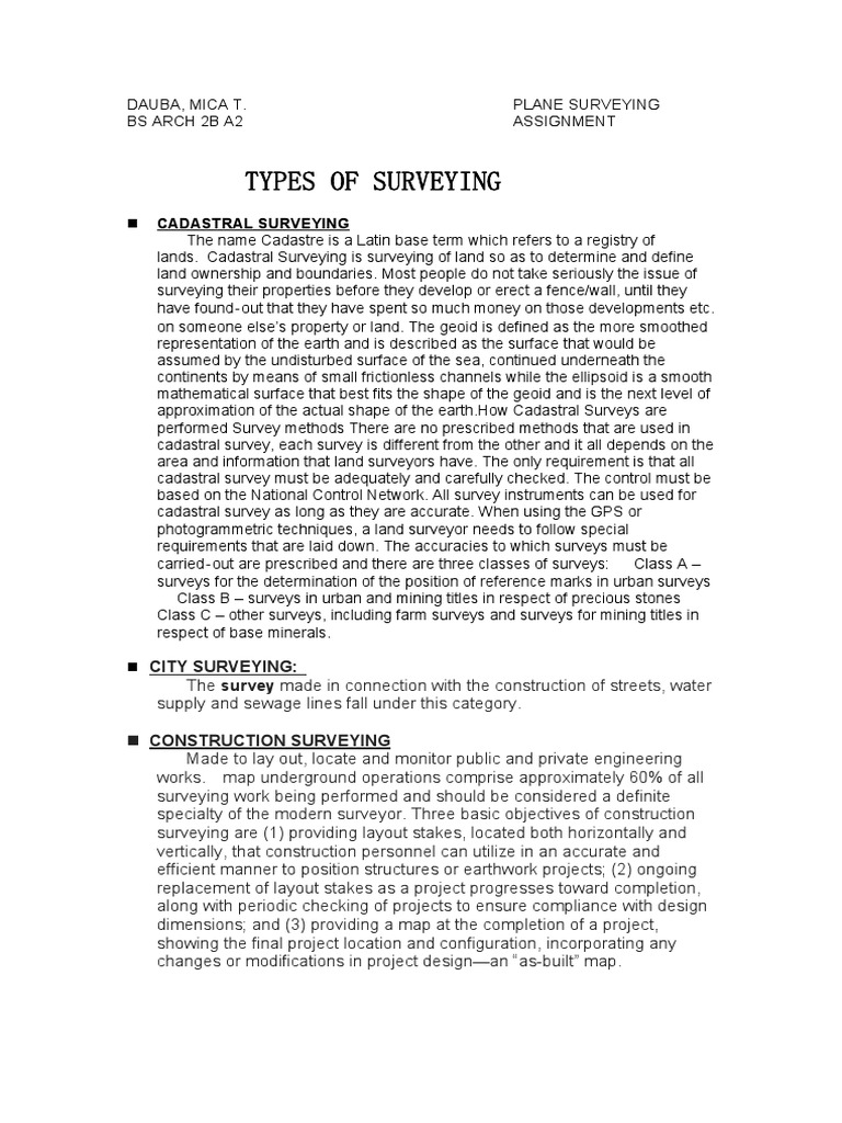 Types of Surveying | PDF | Surveying | Topography