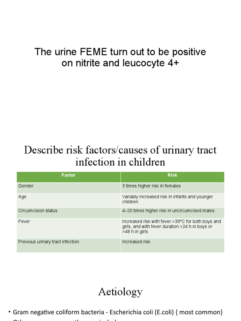 The Urine FEME Turn Out To Be Positive On Nitrite and Leucocyte 4 ...