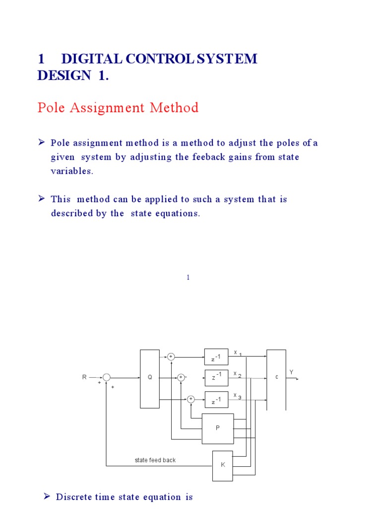 1 Digital Control System Design 1.: Pole Assignment Method | PDF | Control Theory | Control System