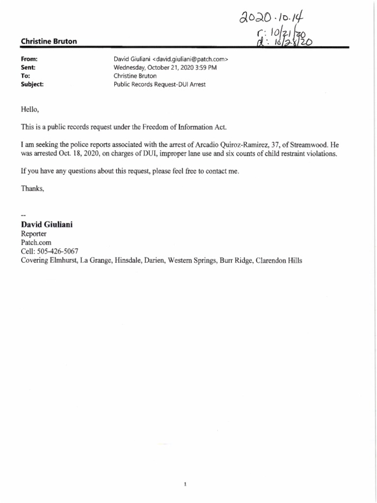 HInsdale DUI Arrest Report | PDF