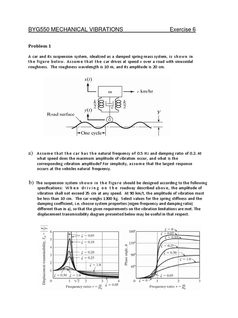 Byg550 Mechanical Vibrations Exercise 6: Problem 1 | PDF