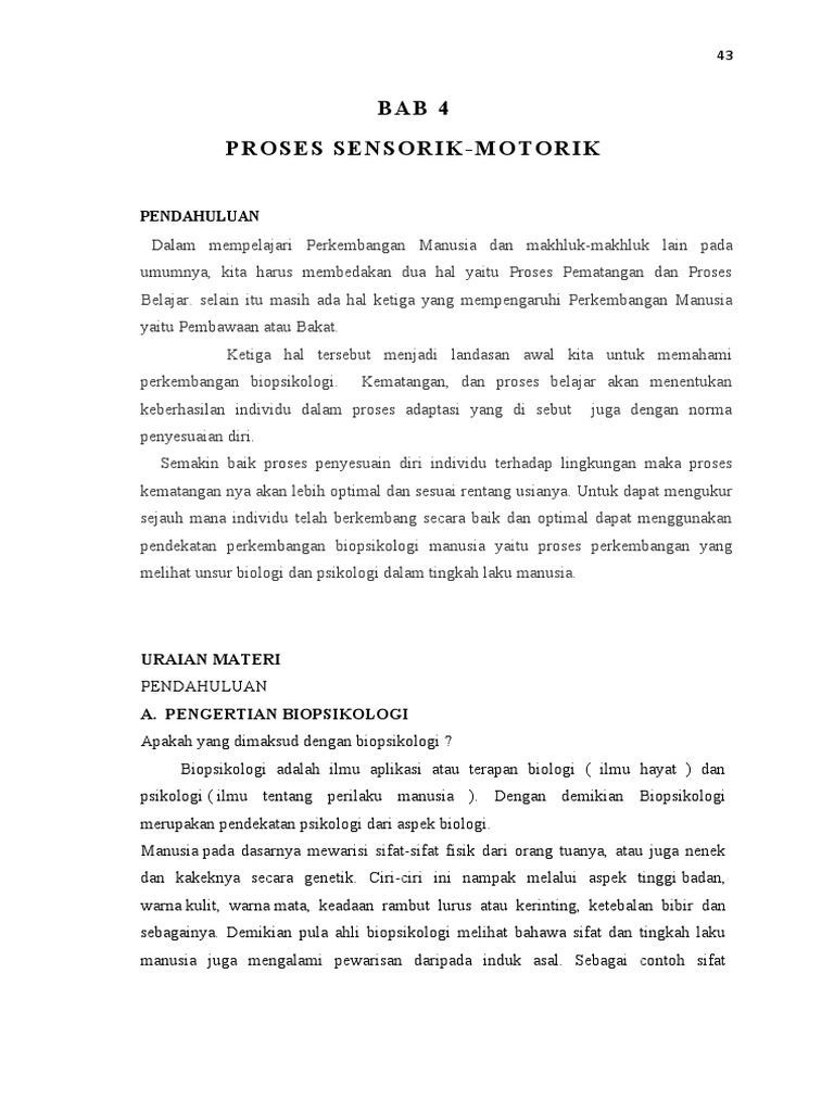 Proses Sensorik-Motorik dalam Biopsikologi | PDF
