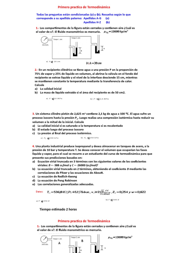 Primera Practica Termo | PDF | Presión | Agua