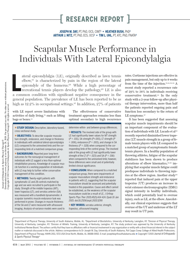 Jospt 2015 5290 PDF | PDF | Musculoskeletal System | Clinical Medicine