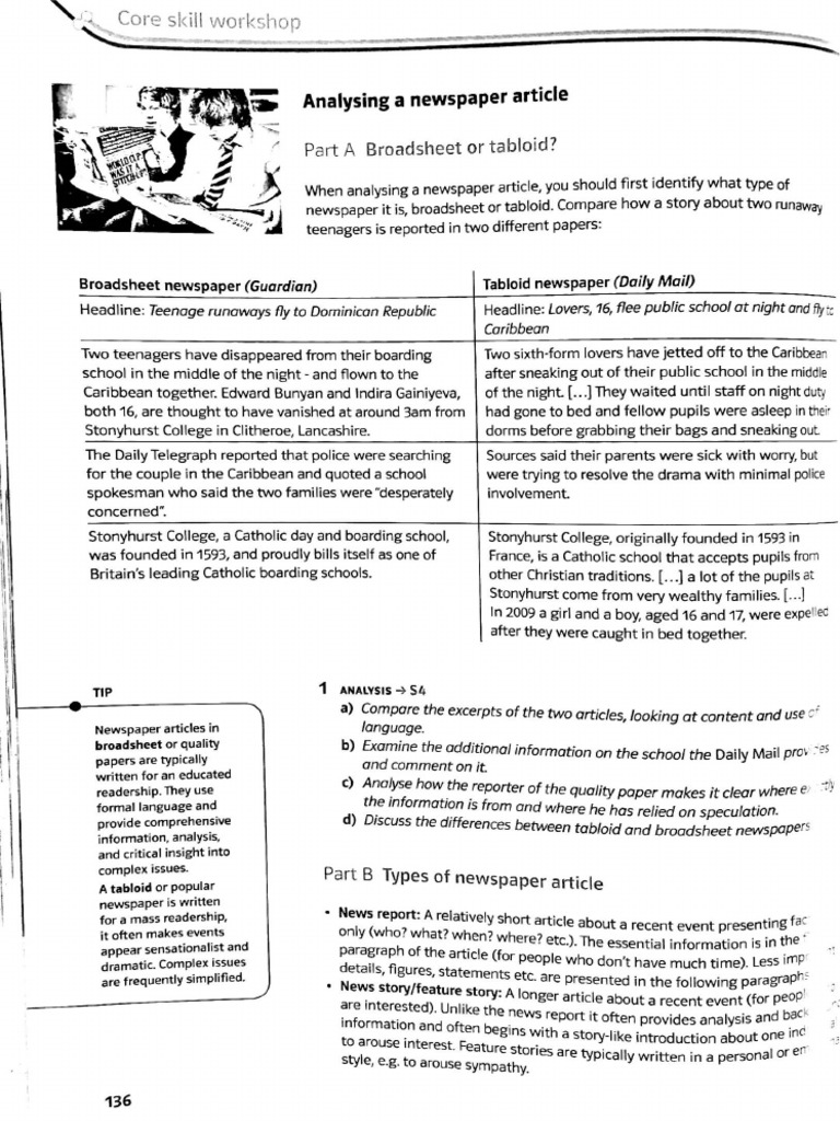 Analysing A Newspaper Article | PDF