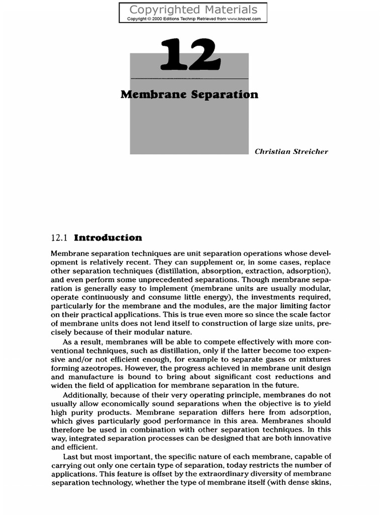 Technip Separations PDF | PDF | Membrane Technology | Membrane