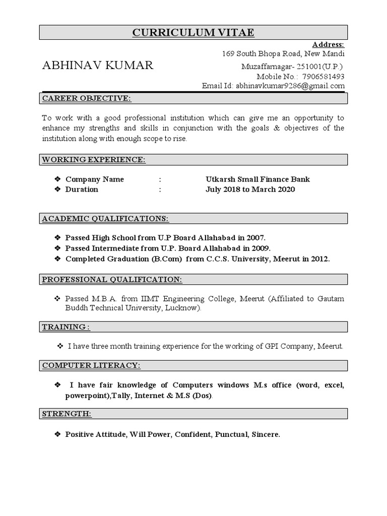 Abhinav Kumar: Curriculum Vitae | PDF