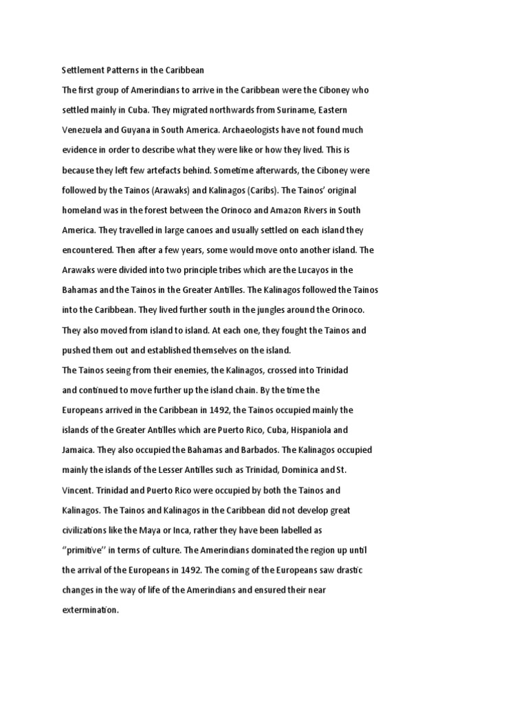 Settlement Patterns in The Caribbean | PDF