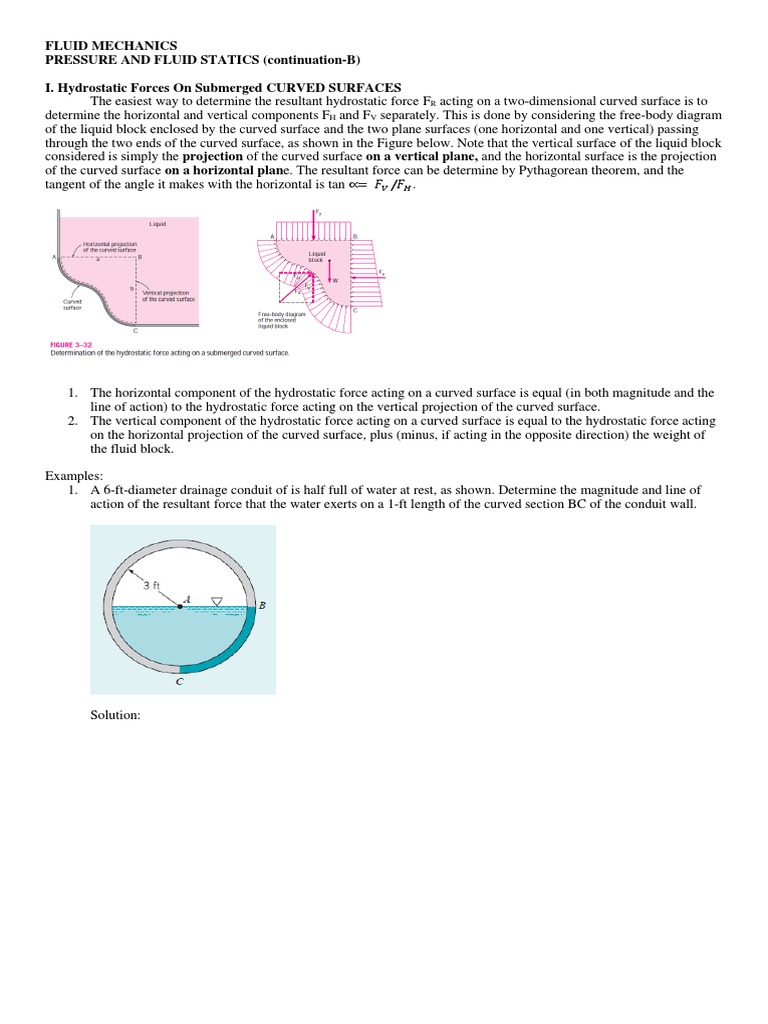 Hydrostatic Force On Curve Surface | PDF