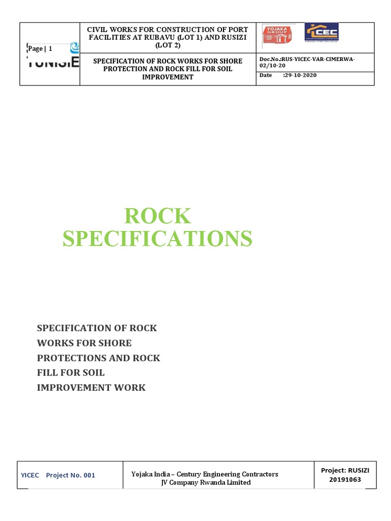 Rock Specifications: Specification of Rock Works For Shore Protections ...