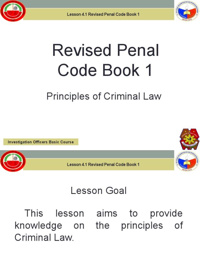4.1 Revised Penal Code Book 1 | PDF | Criminal Law | Crime & Violence