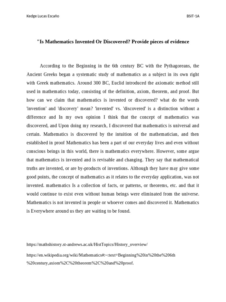 Is Mathematics Invented or Discovered PDF | PDF