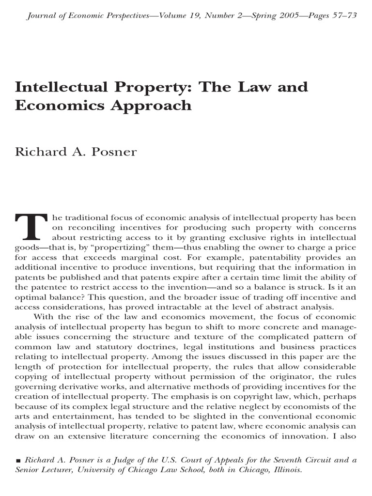 Intellectual Property - The Law and Economics Approach - Richard A ...