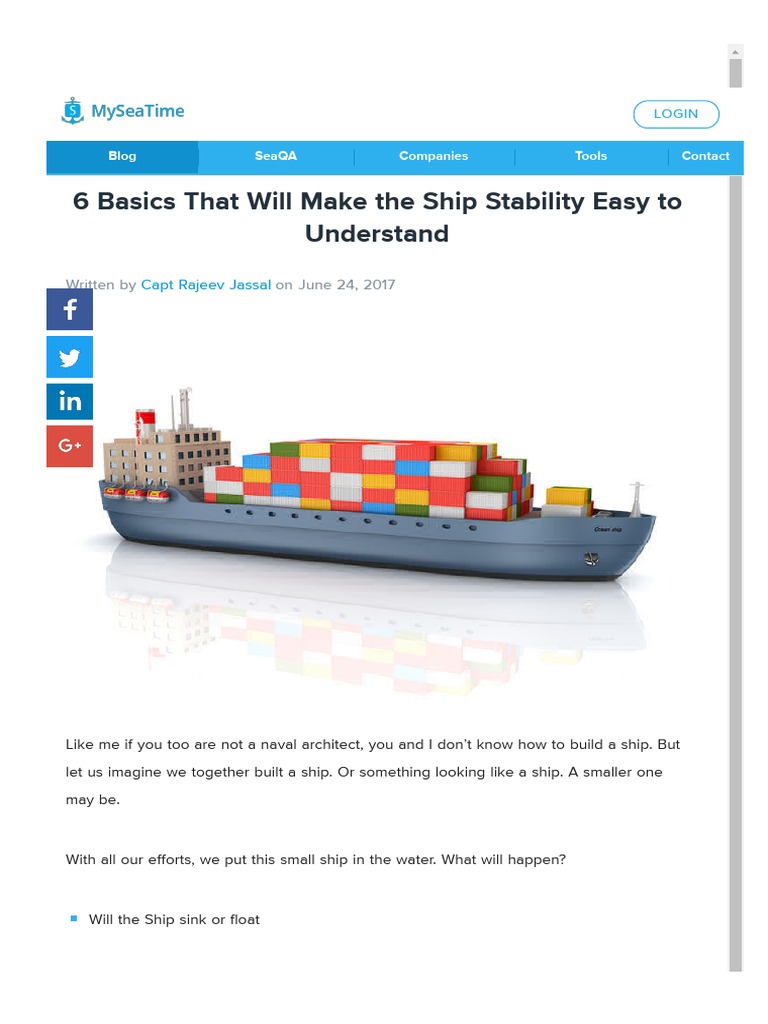 6 Basics That Will Make The Ship Stability Easy To Understand | PDF ...