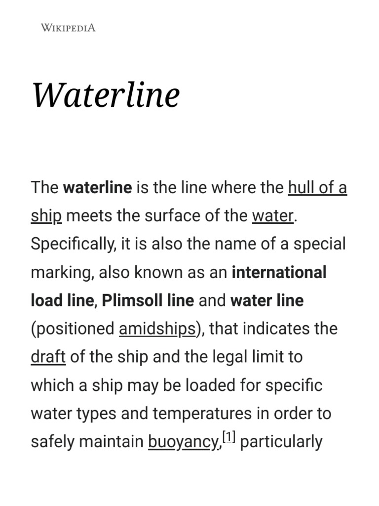 Waterline: Load Line, Plimsoll Line and Water Line | PDF | Heavy ...