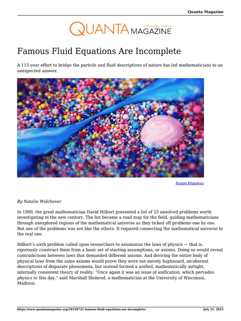 ! Famous Fluid Equations Are Incomplete (2015) - Done | PDF | Navier ...